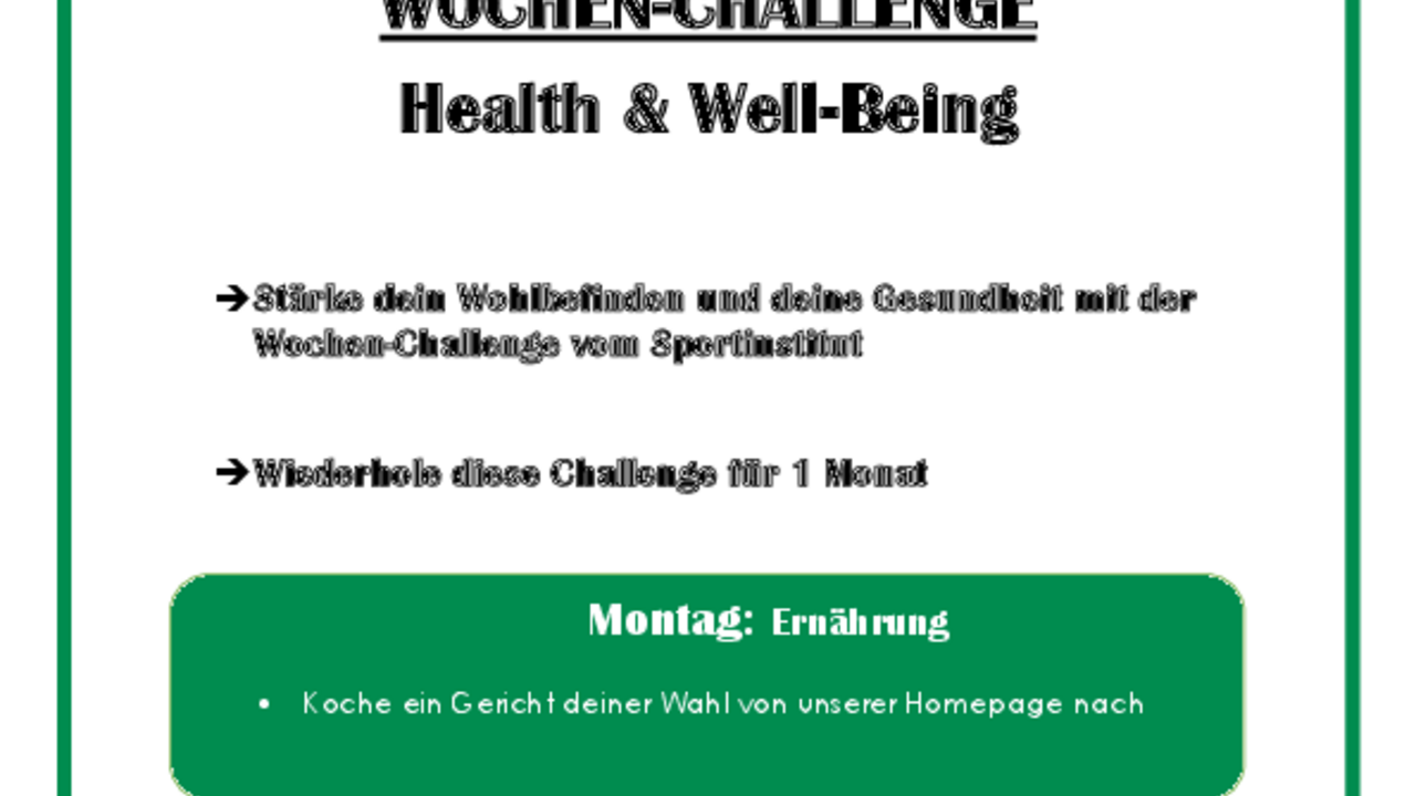 Wochen-Challenge Health & Well Being